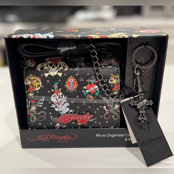 Ed Hardy | Bags | Ed Hardy Micro Organizer Crossbody Keychain Gift Set ...